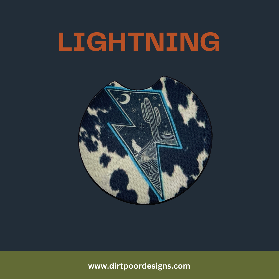 Discover Adventure with Lightning Bolt, Wolf, and Cactus Car Coasters ...